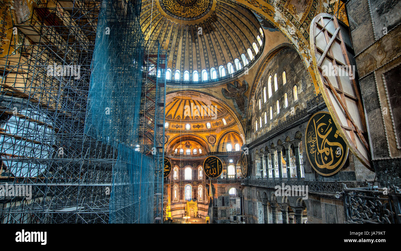 Restoration scaffolding in Hagia Sophia in Istanbul, Turkey Stock Photo ... Restoration scaffolding in Hagia Sophia in Istanbul, Turkey Stock Photo ...