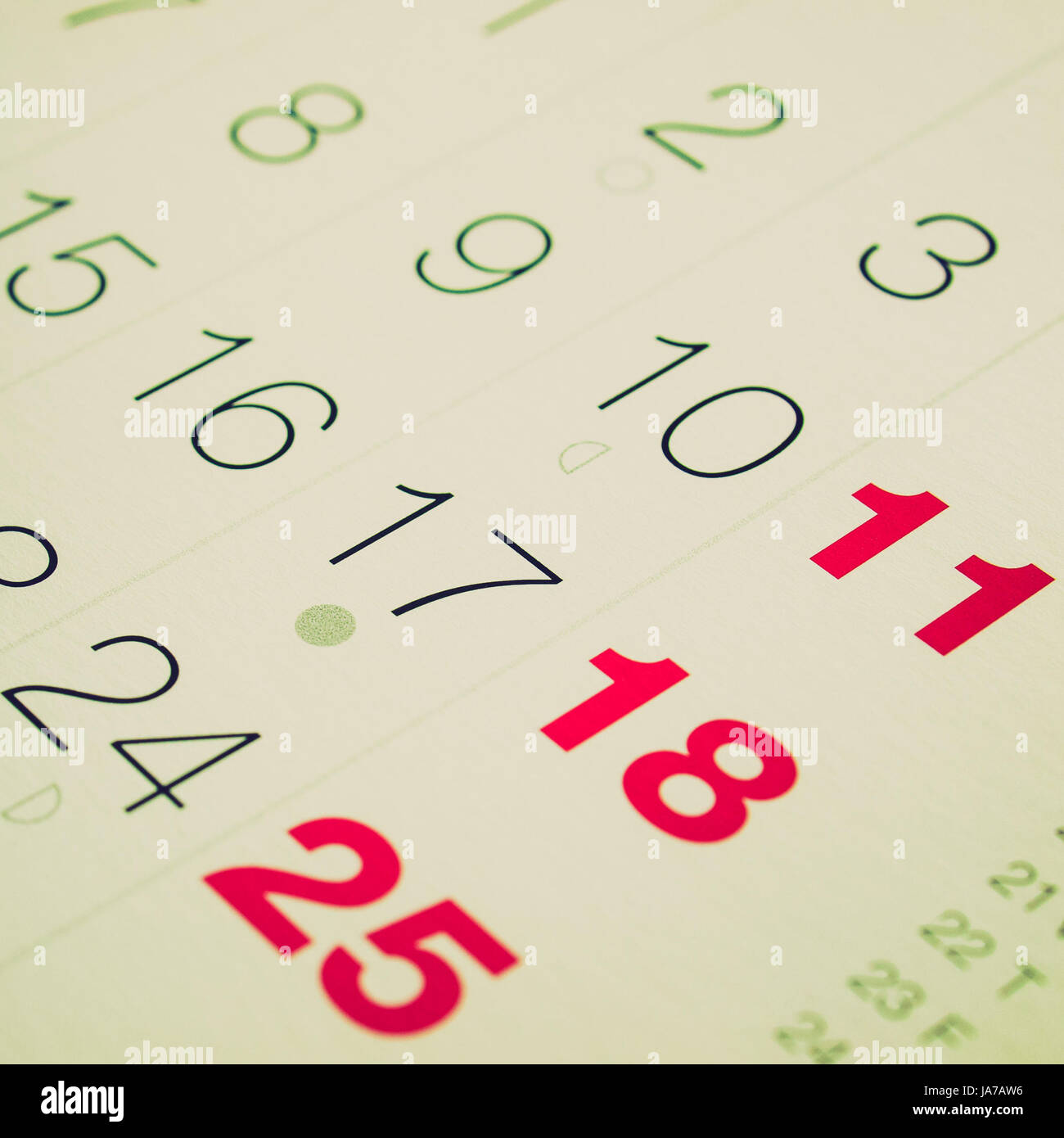 Vintage looking Detail of a calendar page with dates Stock Photo - Alamy