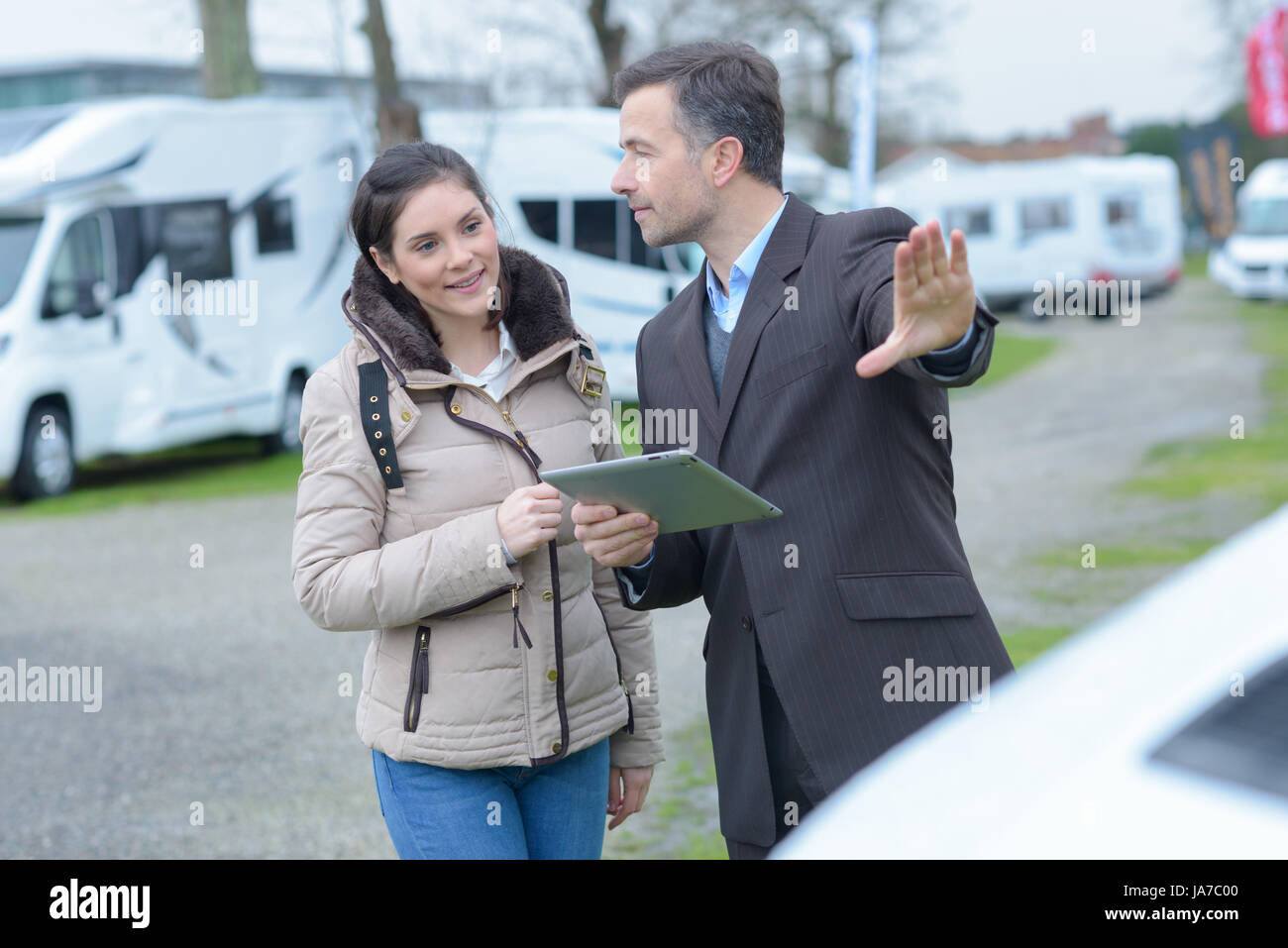 the campervan salesman Stock Photo - Alamy