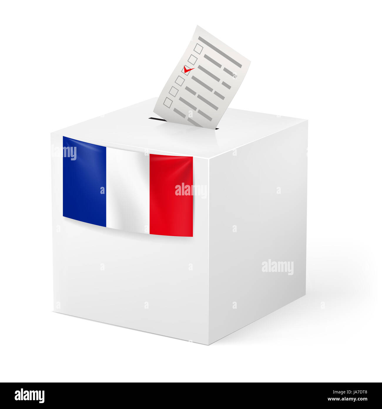 Election in France: ballot box with voicing paper isolated on white ...