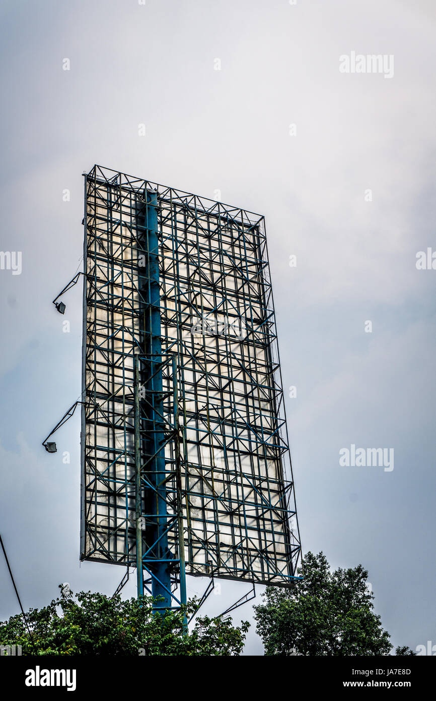 A view from behind of a billboard with huge pole photo taken in Jakarta ...