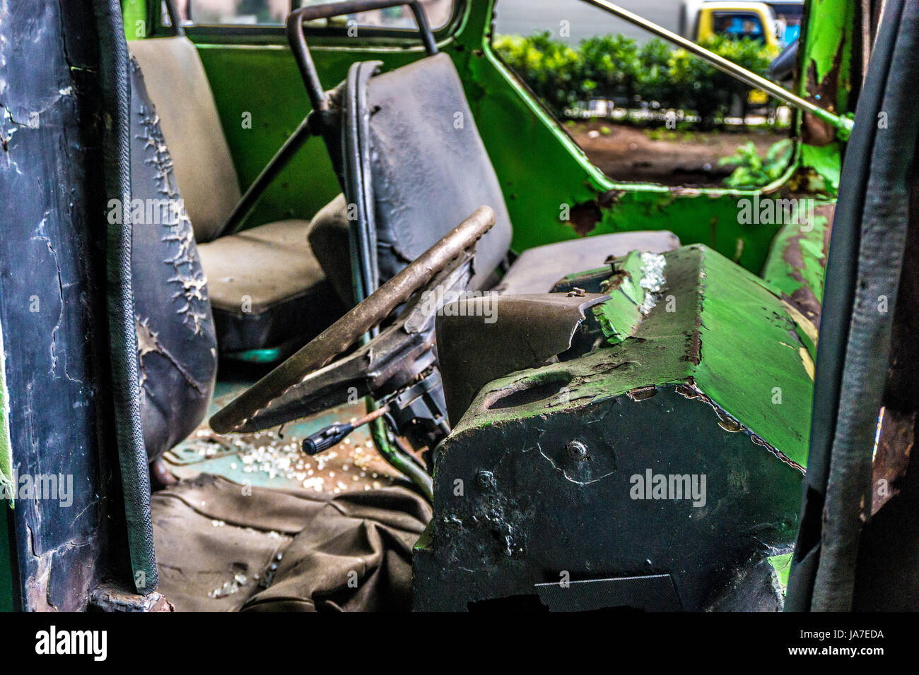 rusty steering bus wreckage abandon photo taken in jakarta indonesia ...