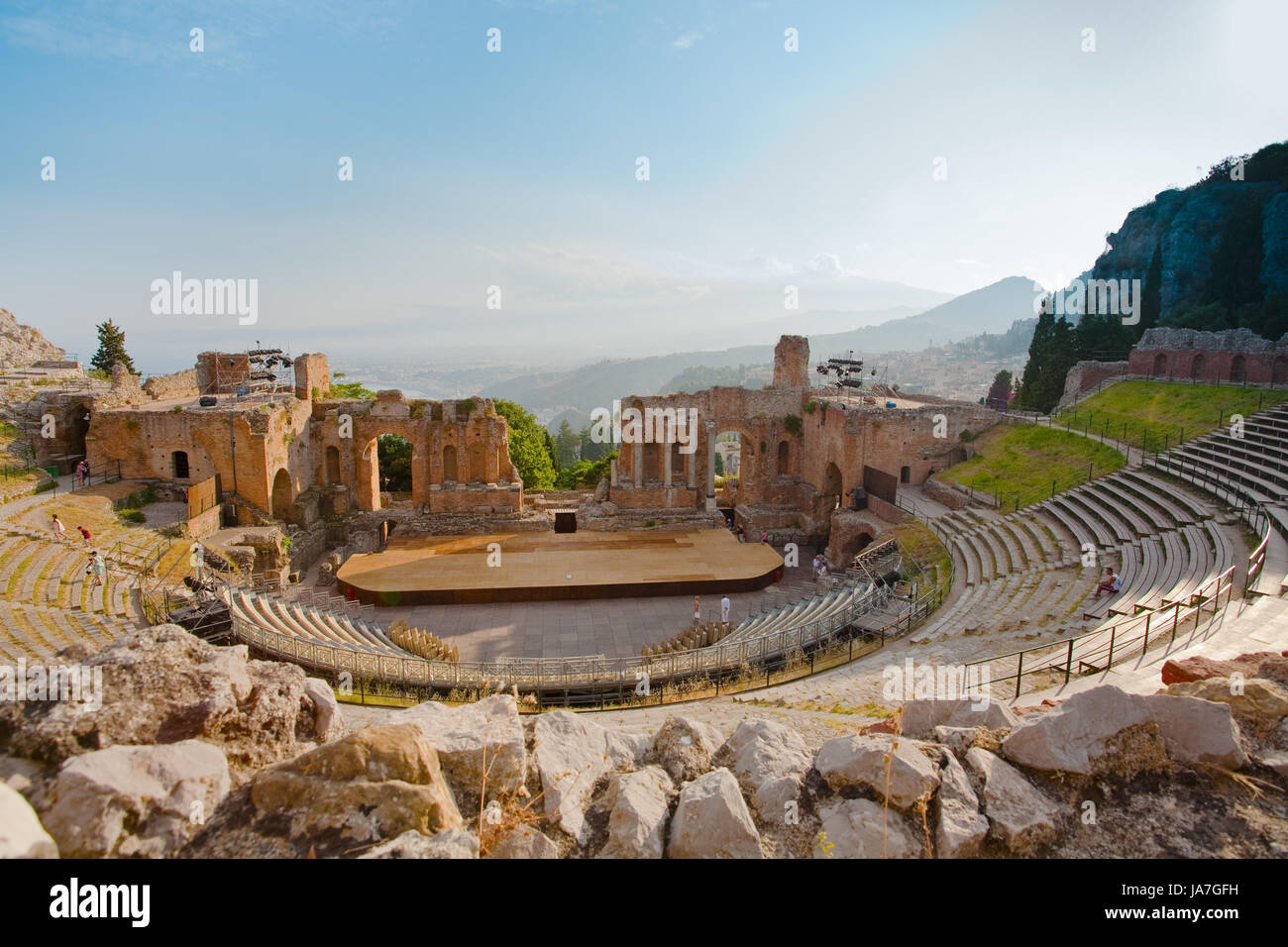 antique amphitheater Teatro Greco, Taormina, Sicily Stock Photo - Alamy