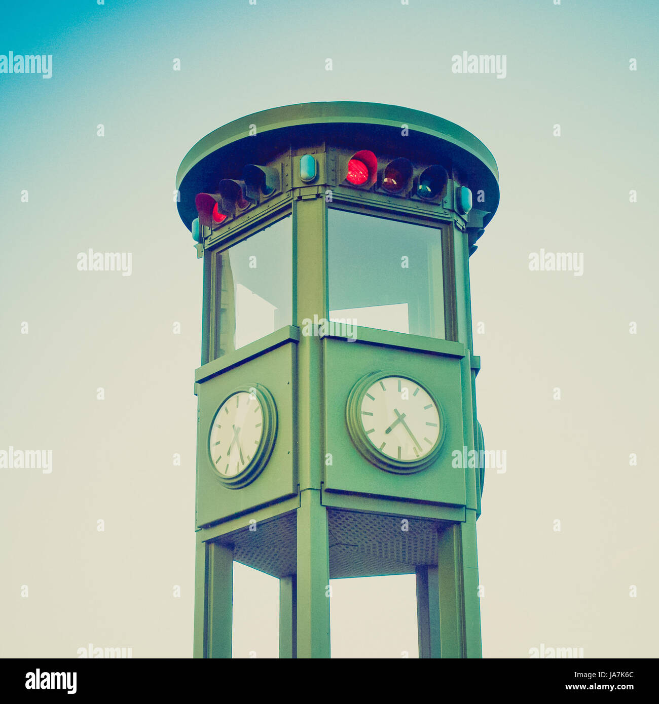 Vintage looking Historic semaphore in Potsdamer Platz, Berlin - the ...