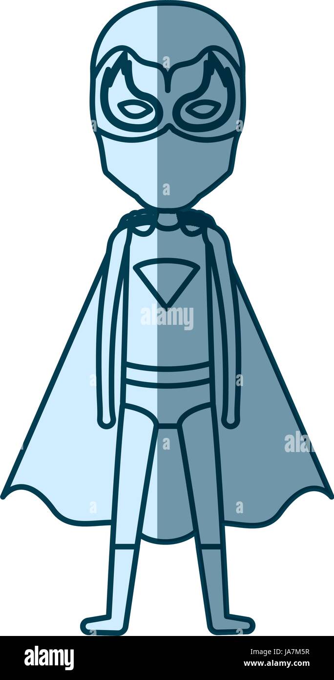 blue shading silhouette of standing faceless boy superhero Stock Vector ...