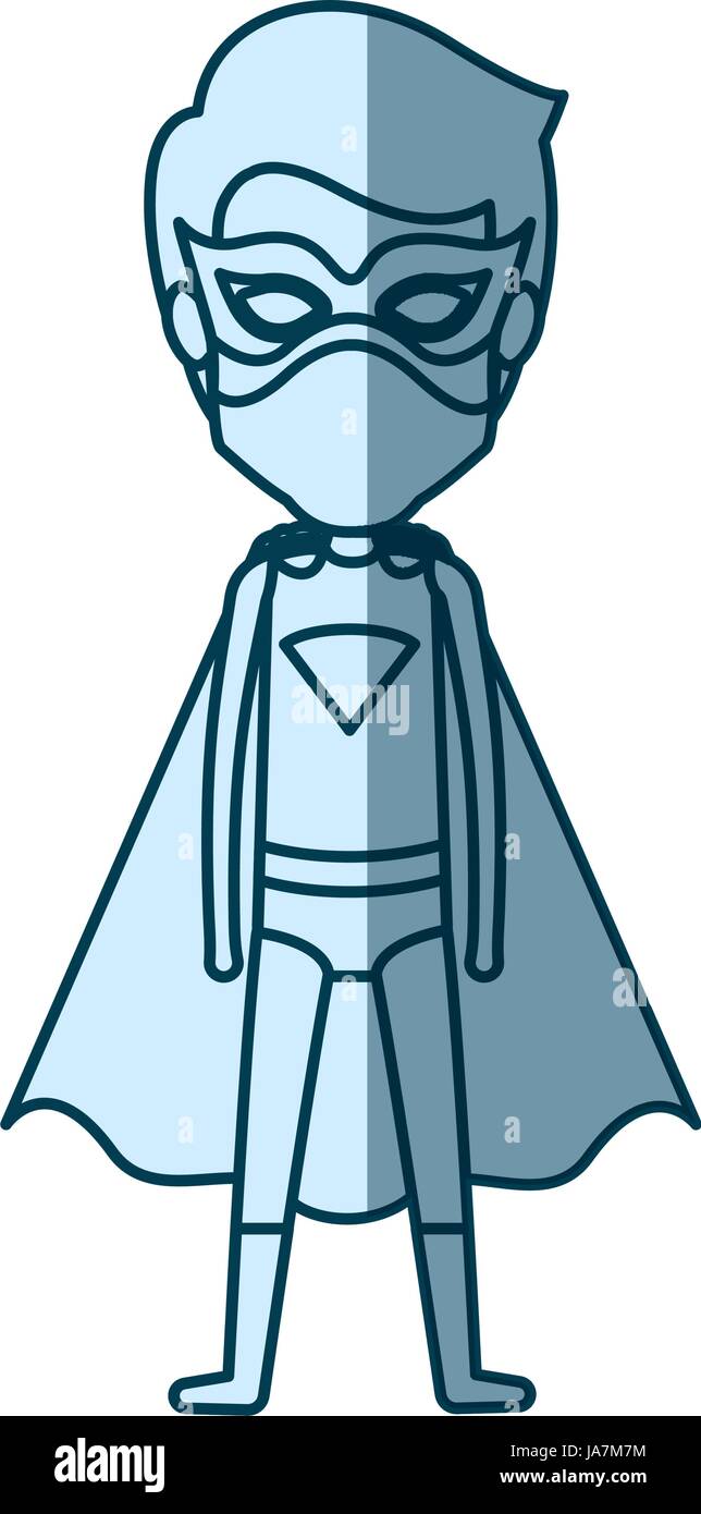 blue shading silhouette of standing faceless guy superhero Stock Vector ...