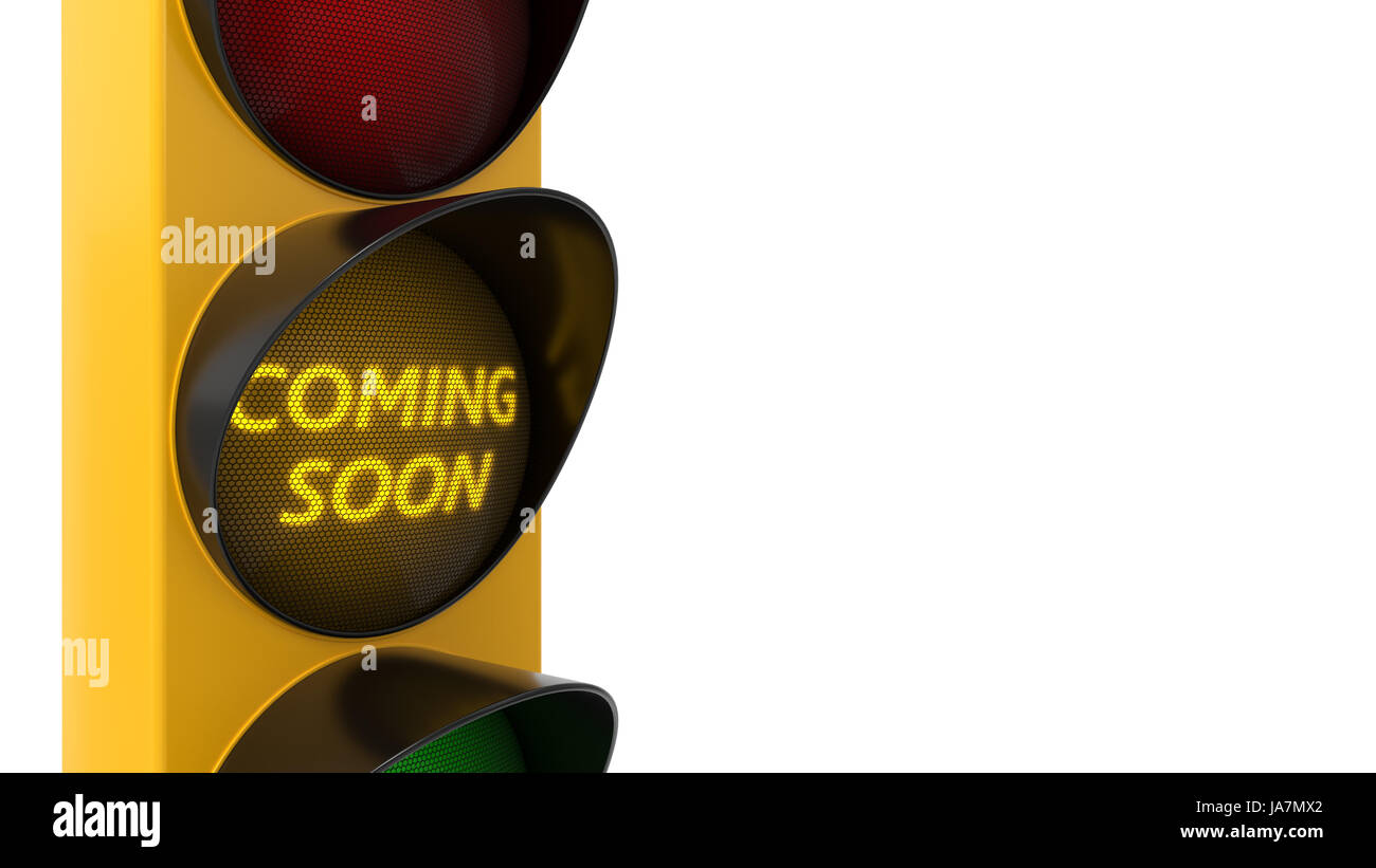 3d illustration of traffic light. conceptual design with text on yellow ...