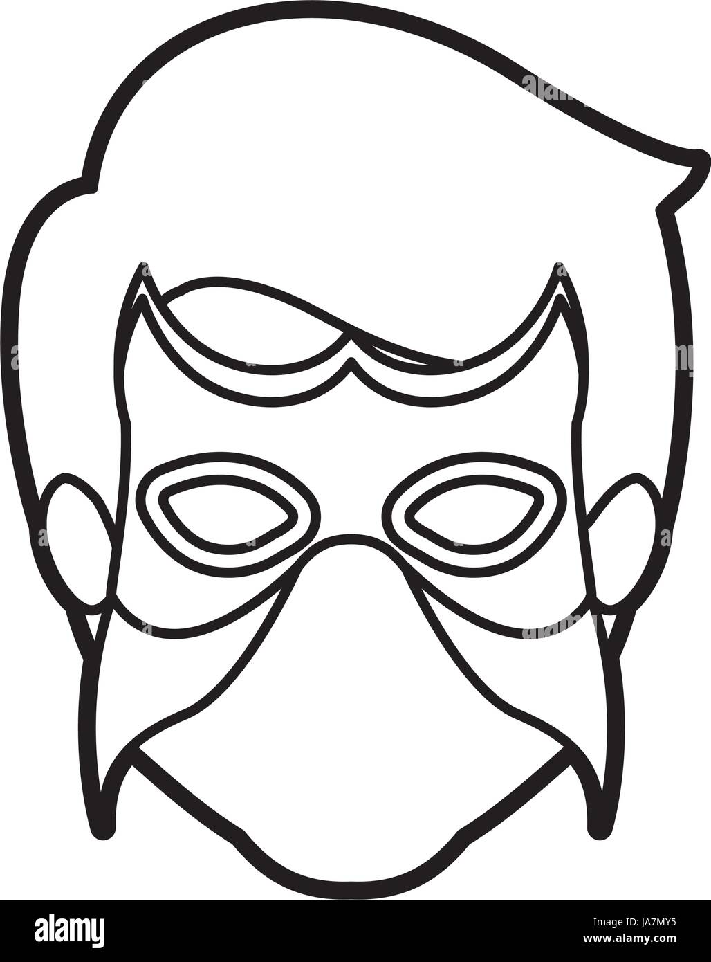 monochrome thick contour head of faceless man superhero with mask Stock ...