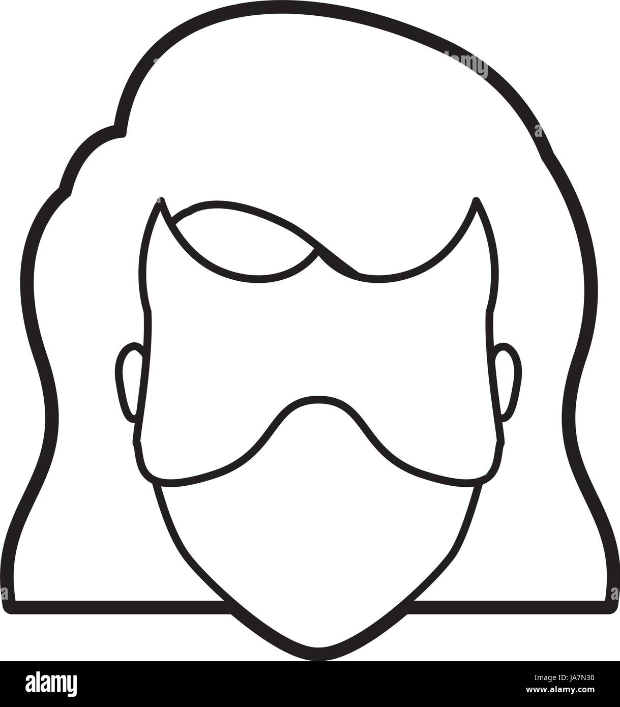 monochrome thick contour head of faceless woman superhero with short ...