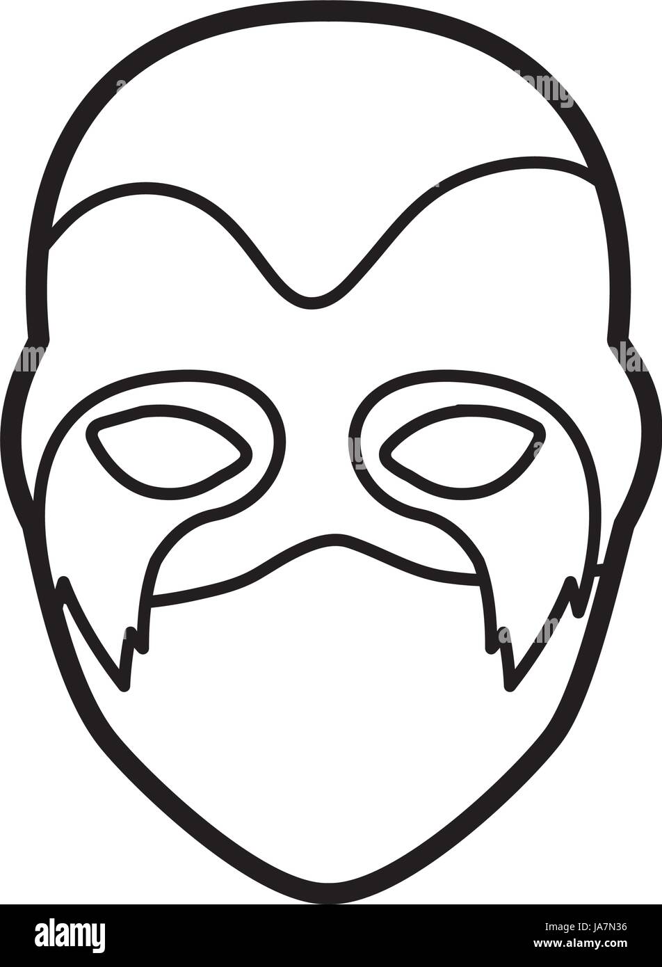 monochrome thick contour head of faceless female superhero with mask ...
