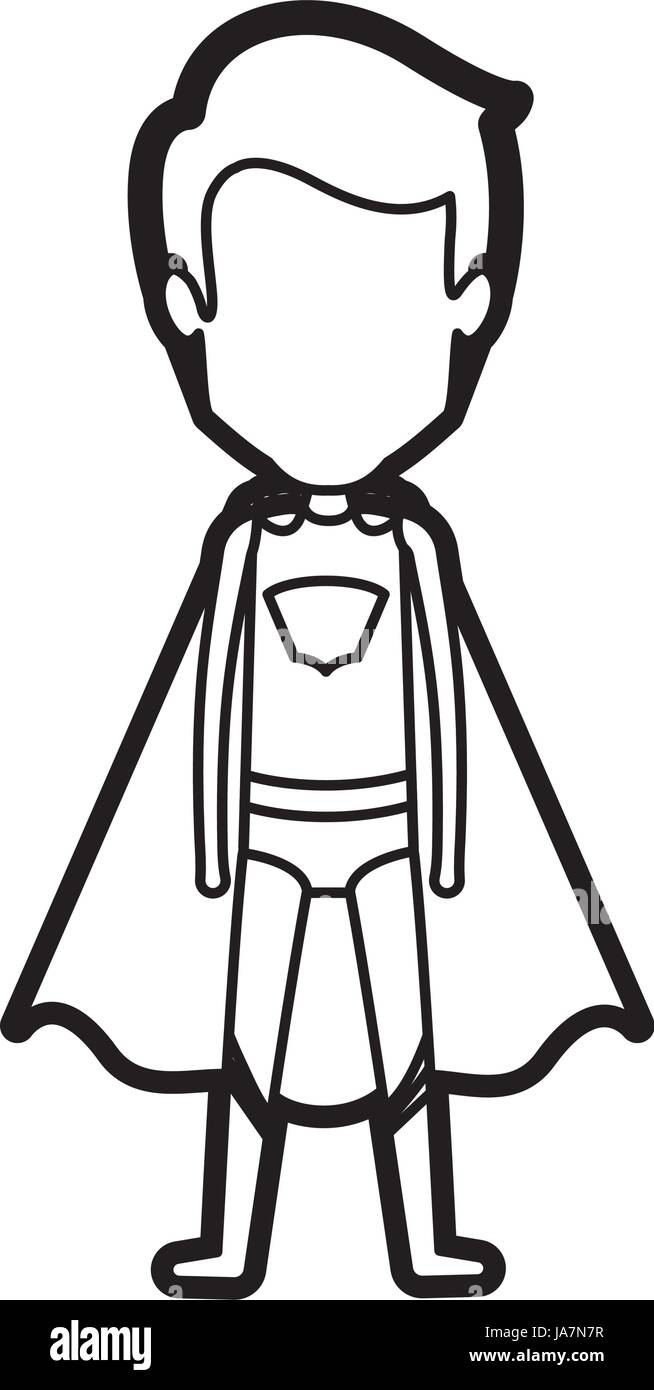 monochrome thick contour of standing faceless male superhero Stock ...