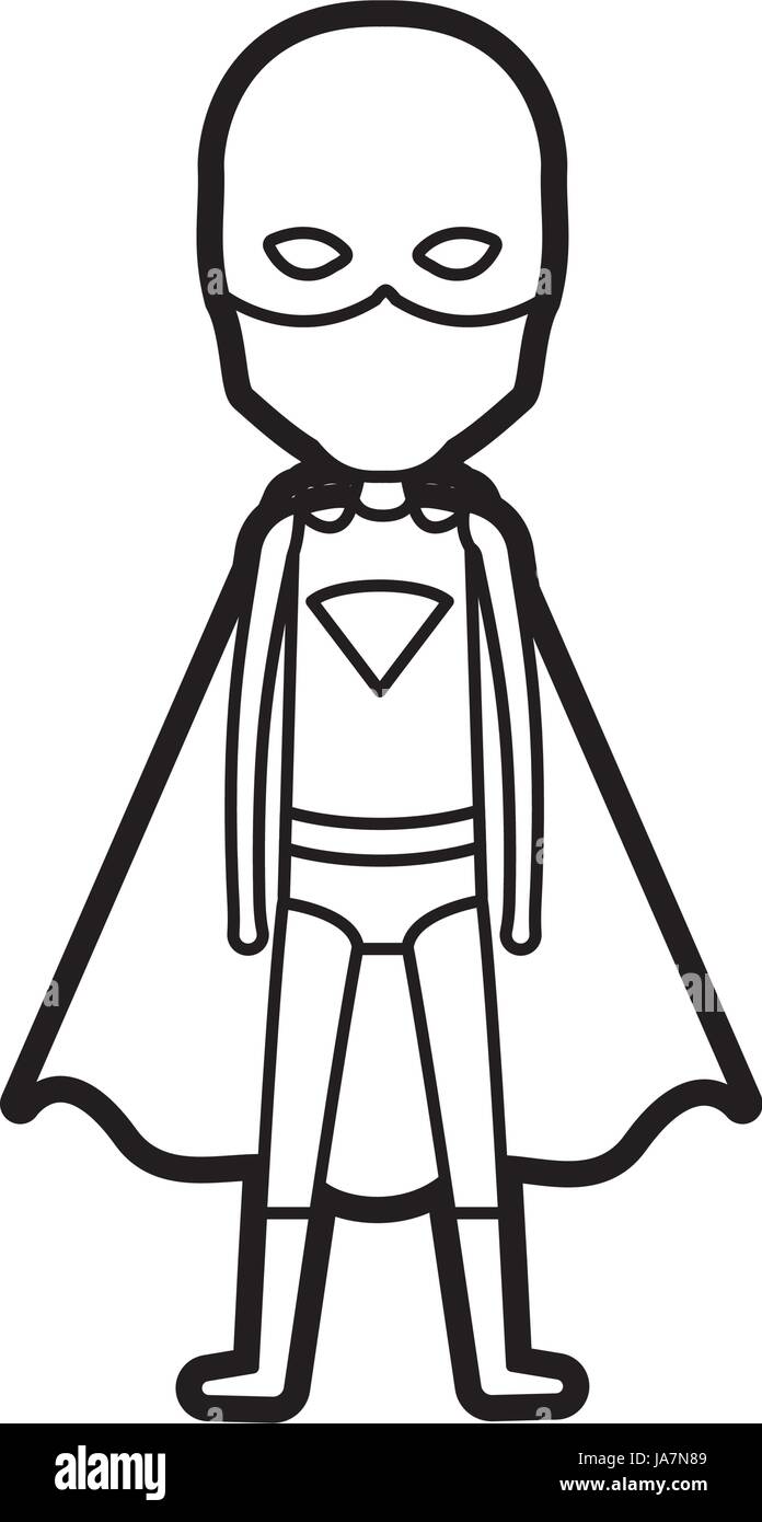 monochrome thick contour of standing faceless boy superhero Stock ...