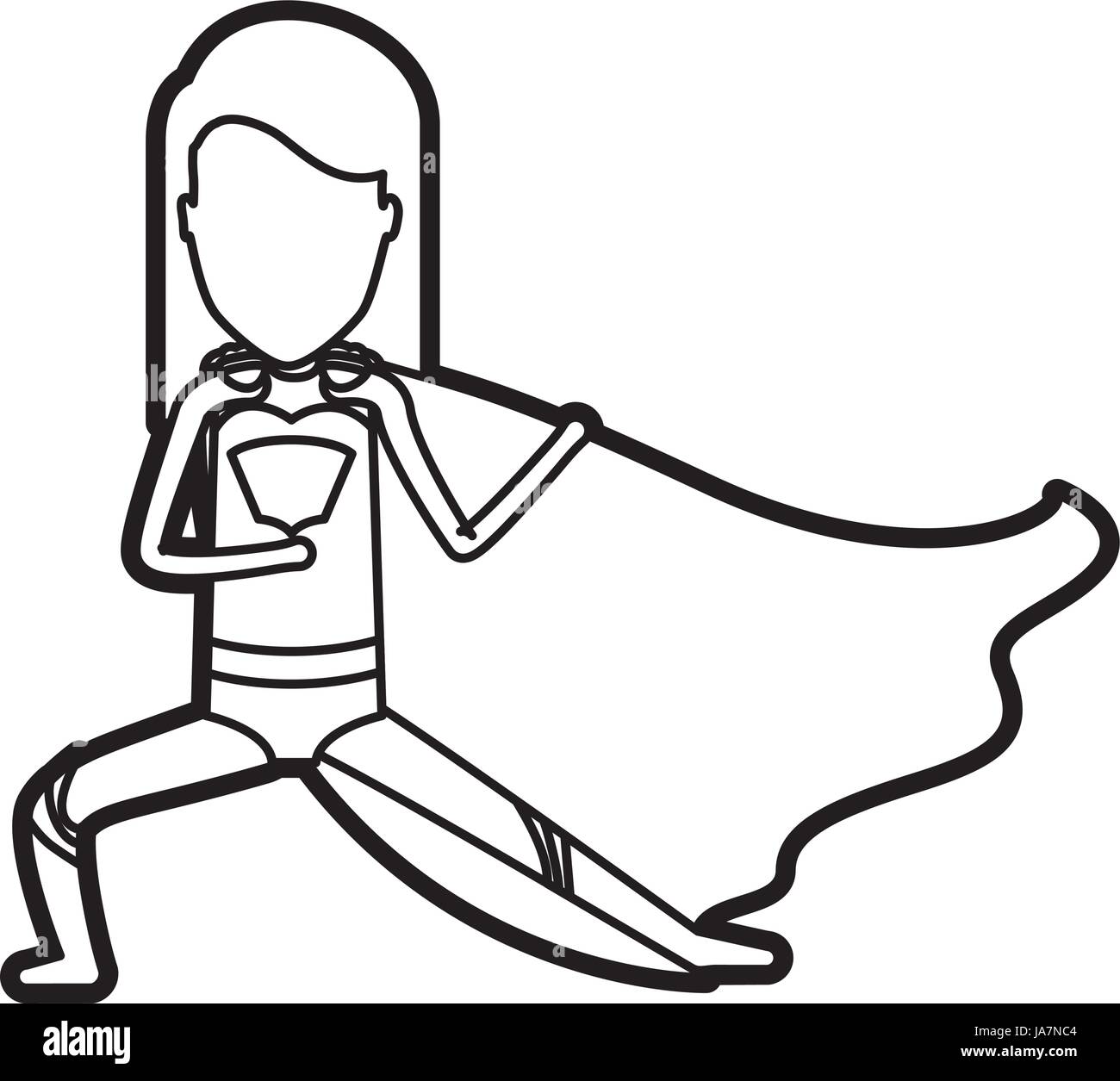 Monochrome contour faceless superhero female High Resolution Stock ...