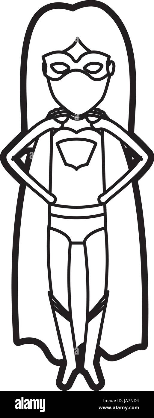 Monochrome contour faceless superhero female hi-res stock photography ...