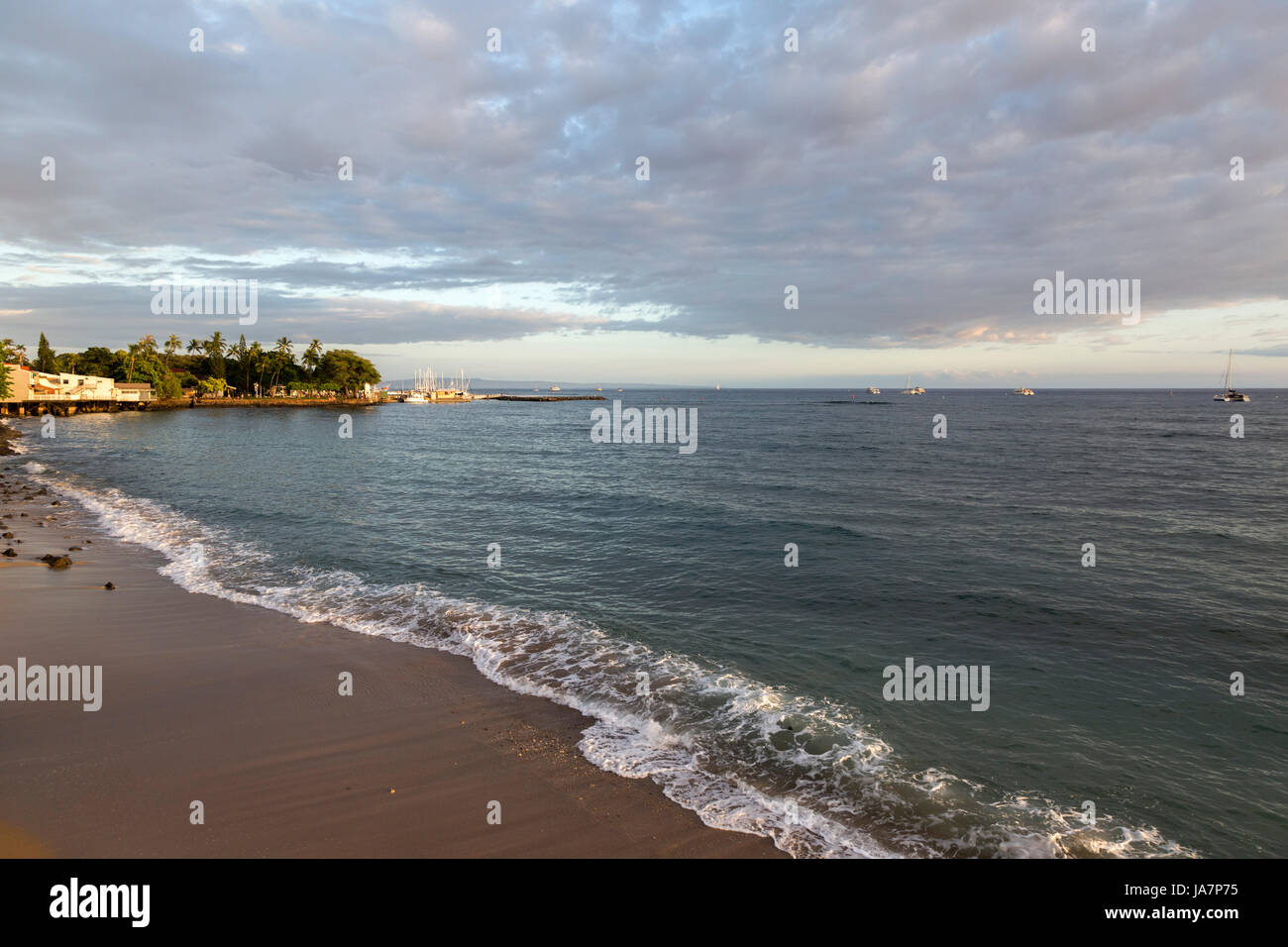 Coastline of Lahaina at sunset in Maui, Hawaii Stock Photo - Alamy