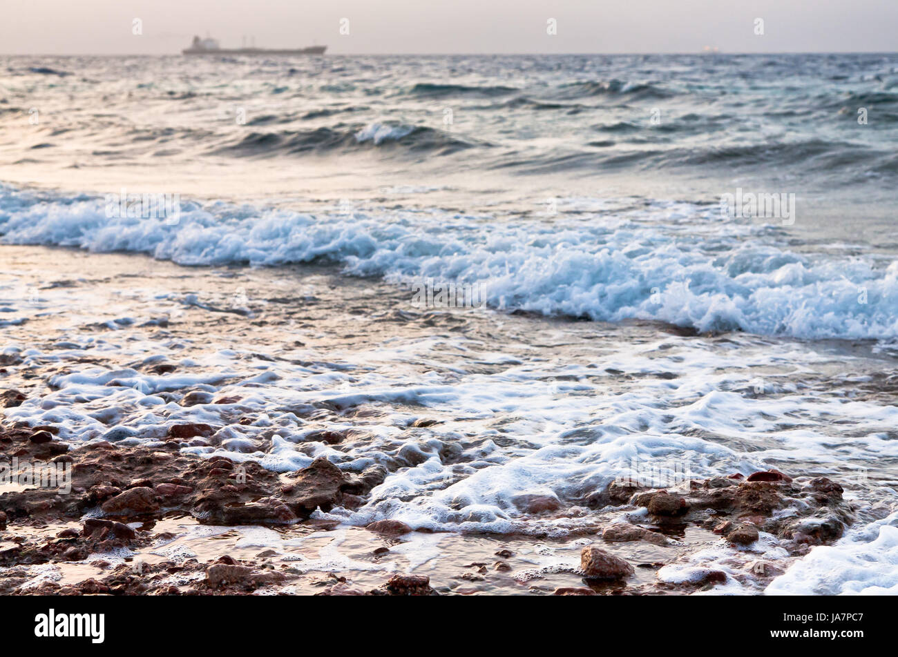 blue, horizon, stone, sunset, beach, seaside, the beach, seashore ...