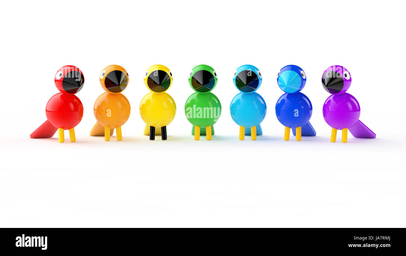 wait, waiting, blue, object, isolated, green, wood, birds, violet ...