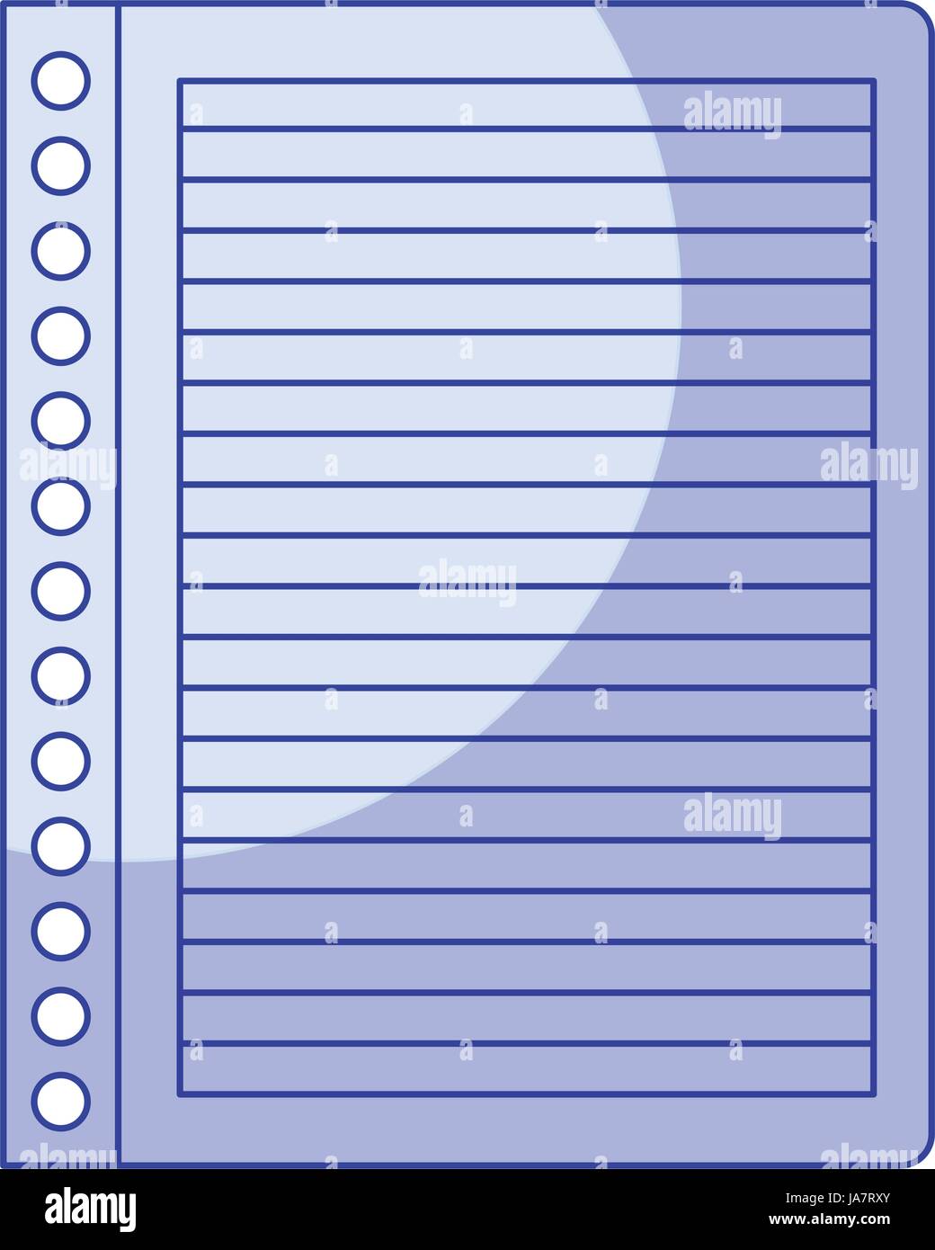 blue shading silhouette of striped notebook sheet in blank Stock Vector ...
