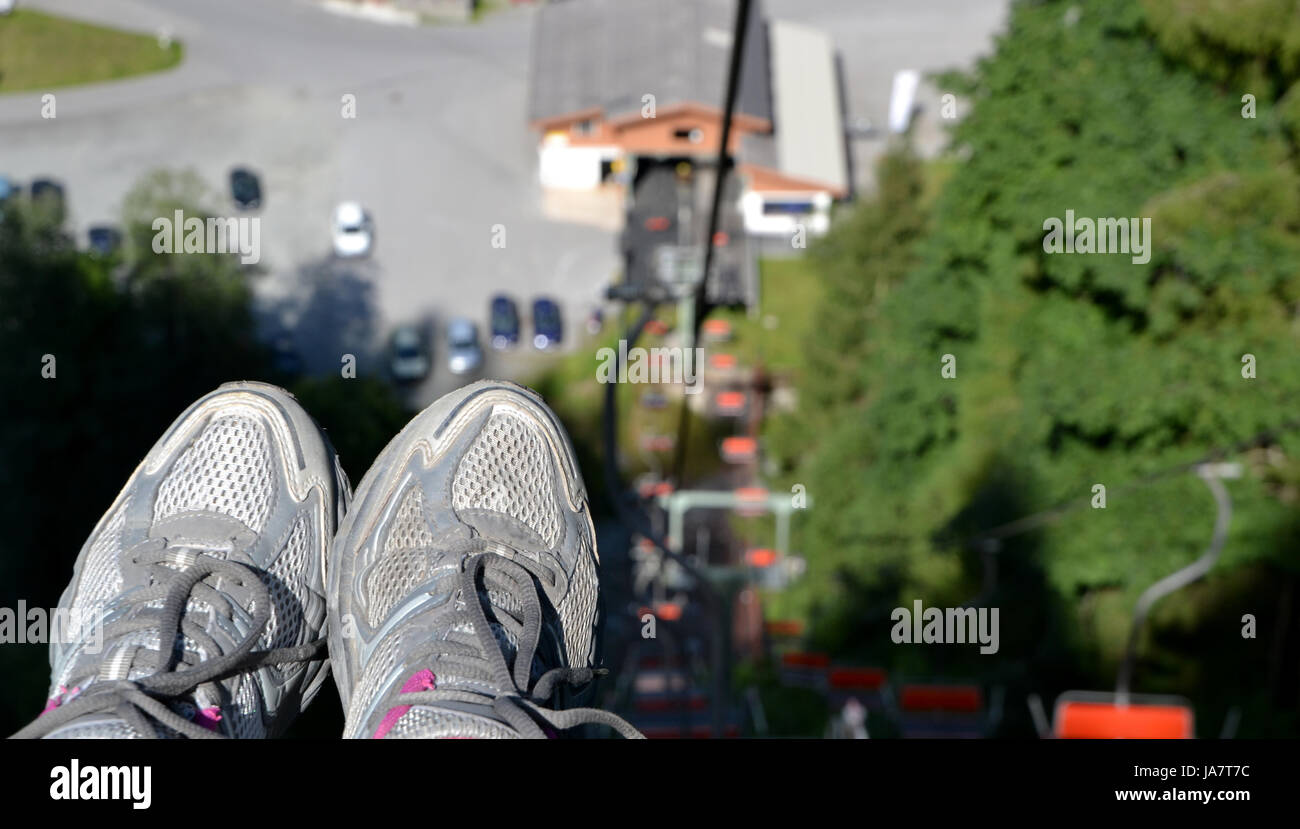 alps, shoes, chair lift, sneakers, exit, cablecar, blue, mountains ...