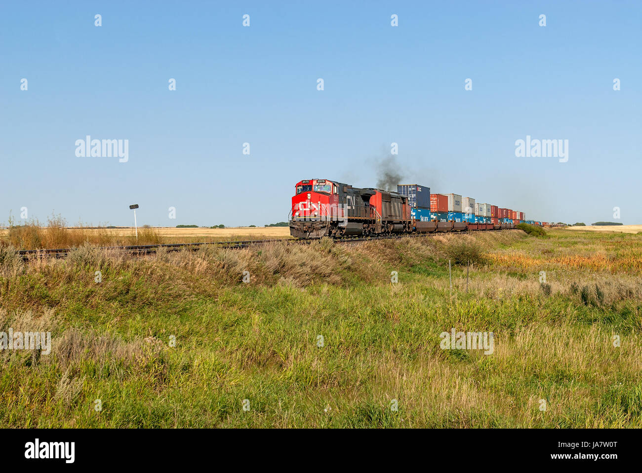 CN freight train on the prairie Stock Photo - Alamy