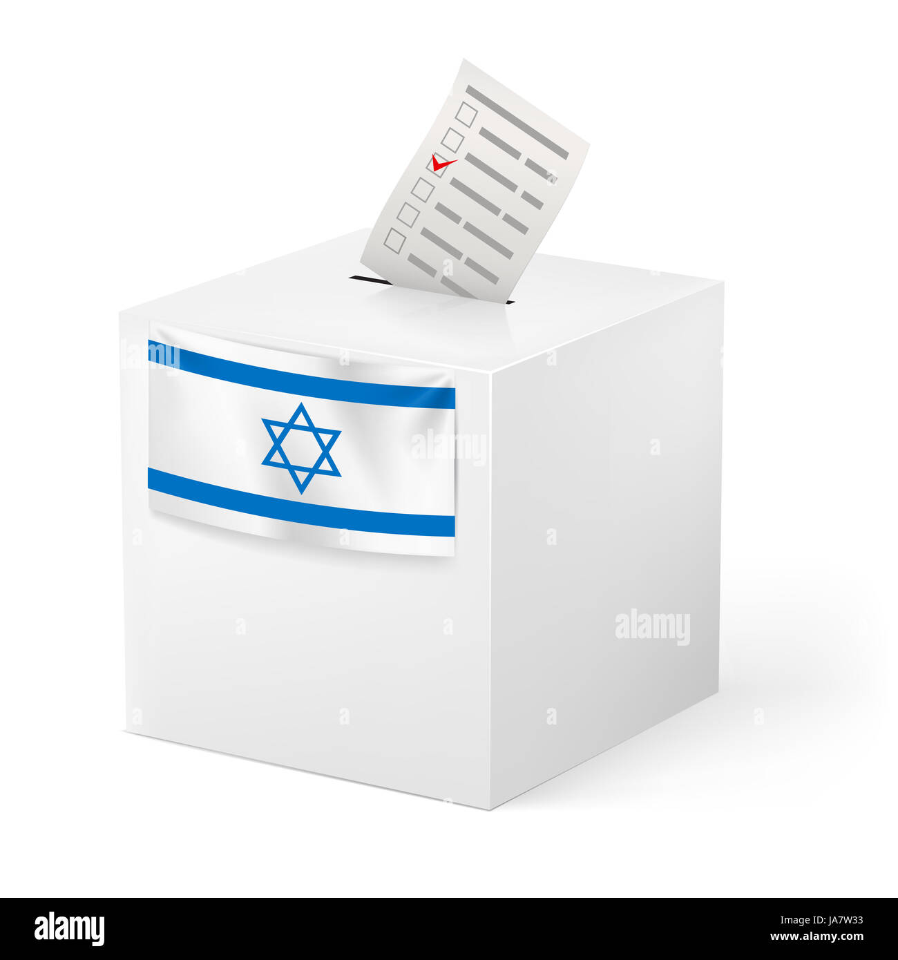 Election in Israel: ballot box with voicing paper isolated on white ...