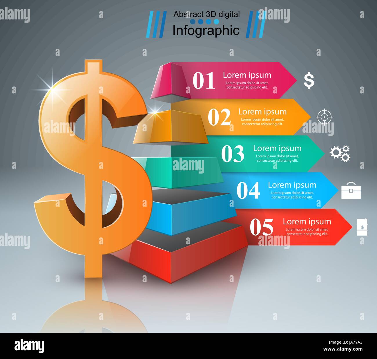 3D infographic design. Dollar icon Stock Vector Image & Art - Alamy
