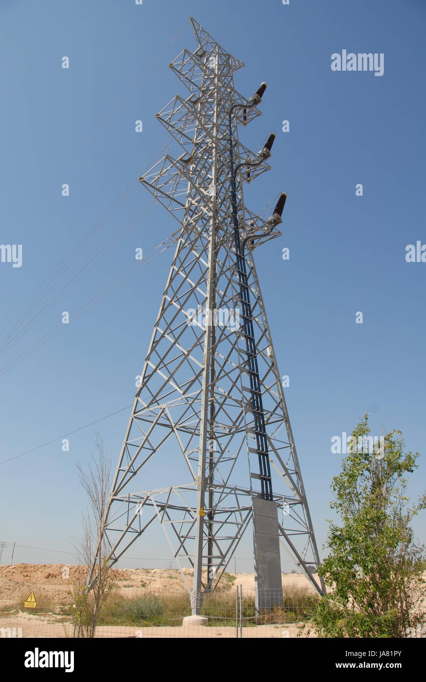 blue, high tension, transmission line, firmament, sky, cable, current ...