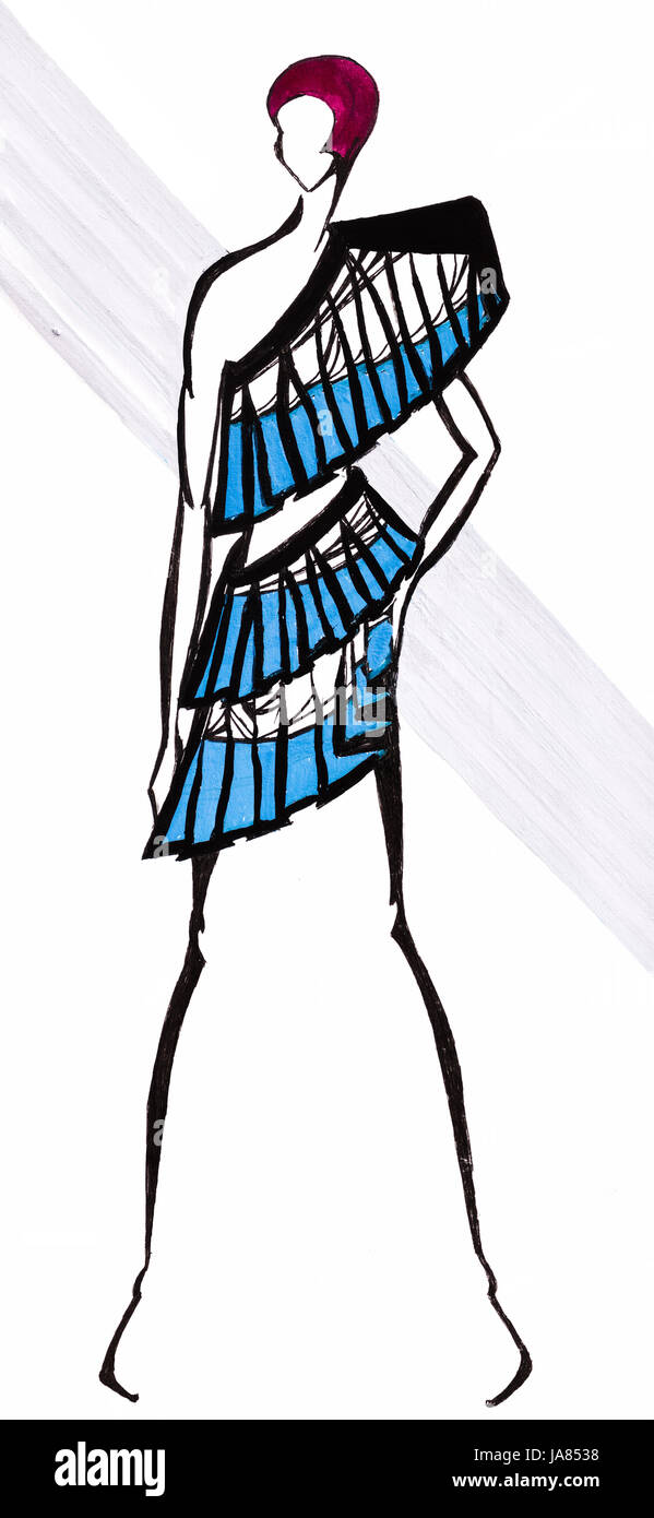 woman, blue, fashion, model, design, project, concept, plan, draft ...