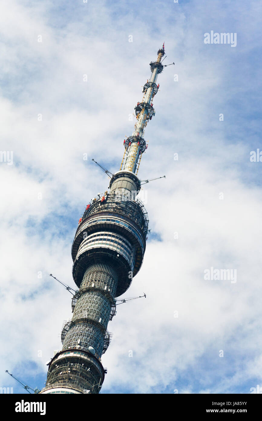 Observation desk on Ostankino television tower in Moscow, Russia Stock ...
