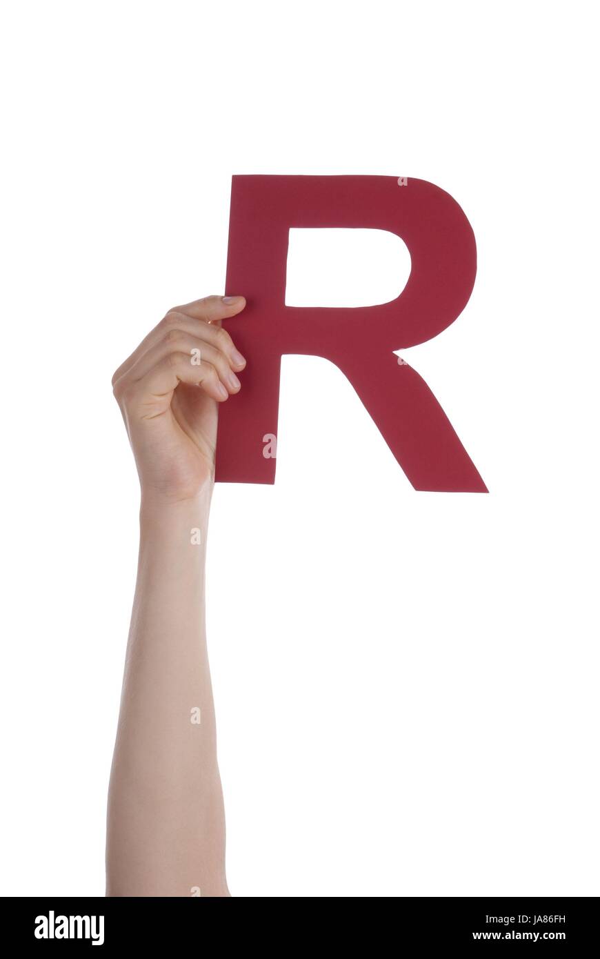 Hand Holds the Red Letter R, Isolated Stock Photo - Alamy