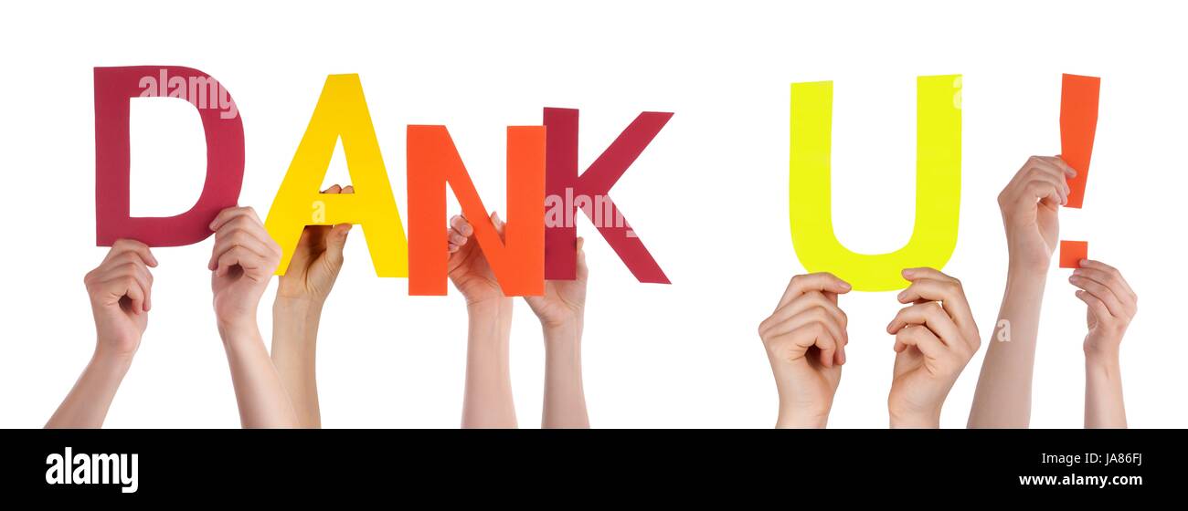 People Holding the Dutch Word Dank U Which Means Thanks, Isolated Stock ...