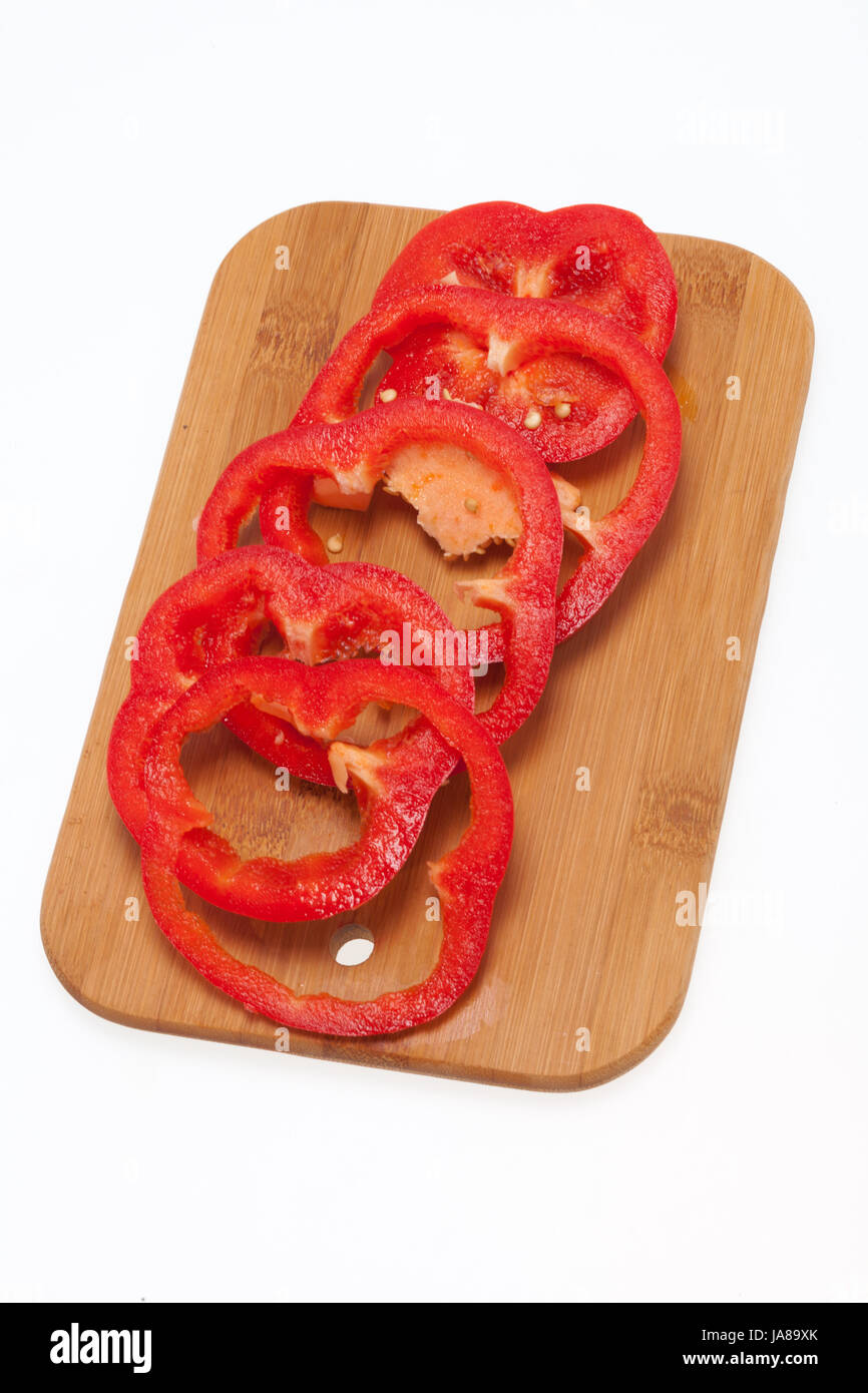 pepper, vegetable, paprika, peppers, wooden, sliced, slice, table, red ...
