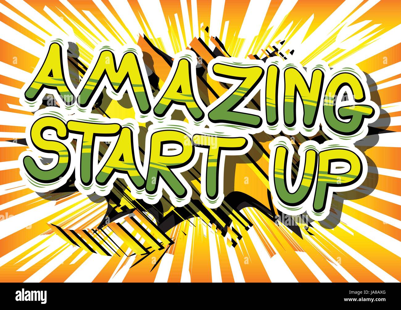 Amazing Start Up - Comic book style phrase on abstract background Stock ...