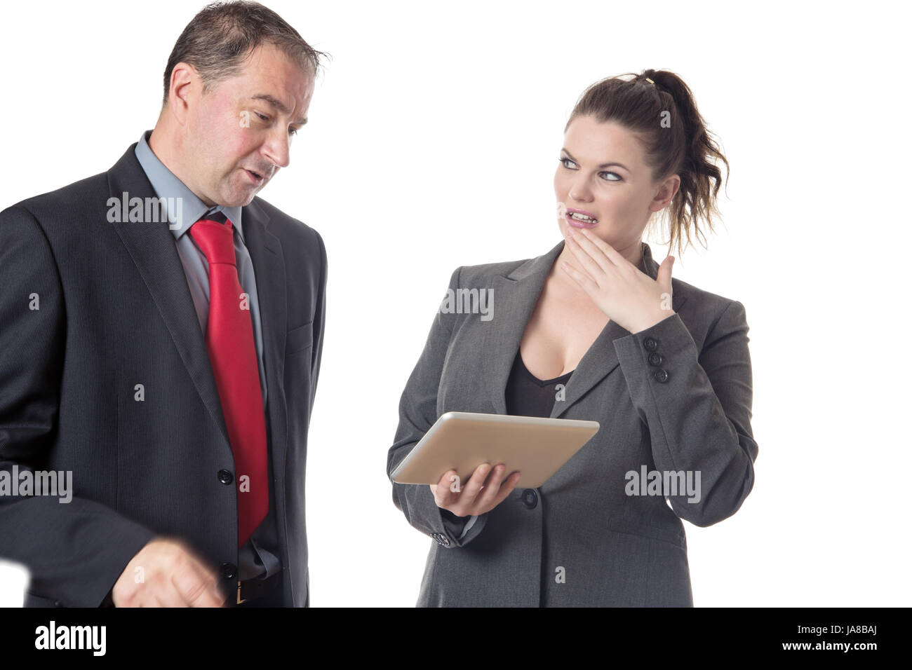 business man being off putting to a female worker Stock Photo - Alamy