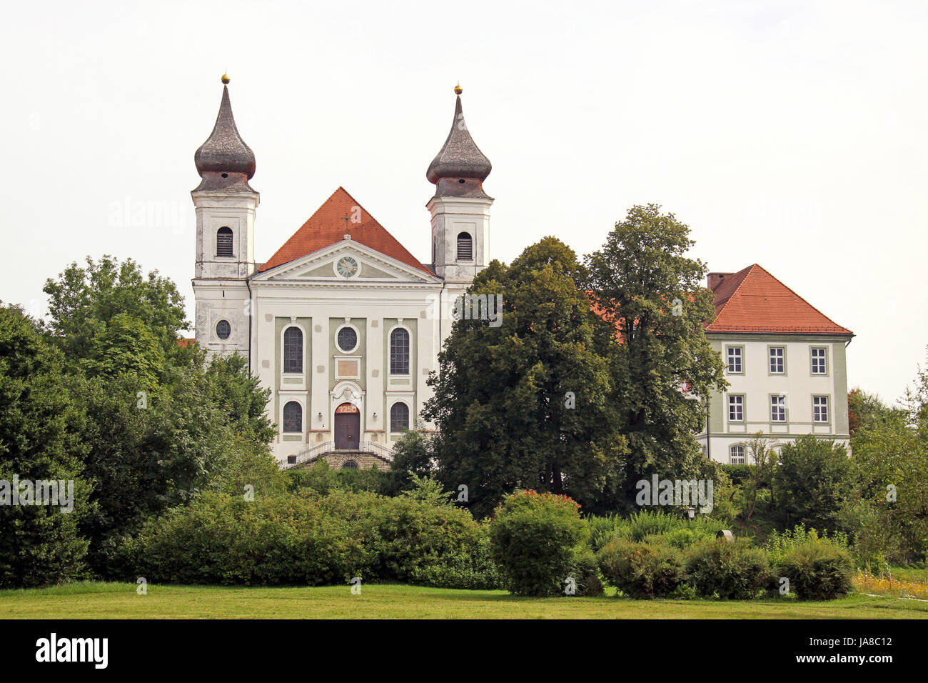 monastery, minster, convent, garden, alps, deciduous trees, bavaria ...