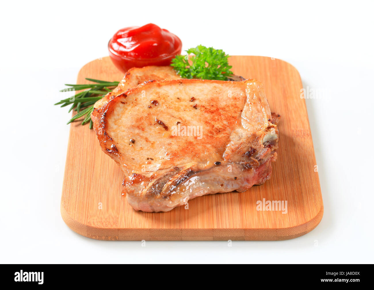 food, aliment, closeup, spicy, seared, cutlet, ketchup, cutting board ...