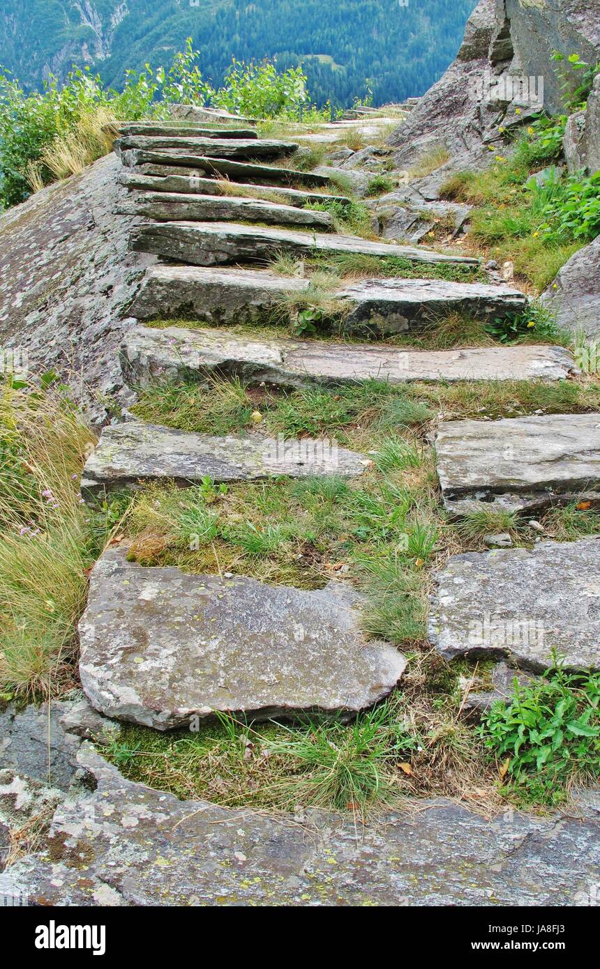 stairs, switzerland, grisons, hiking, grey, gray, nature, steinplatten ...