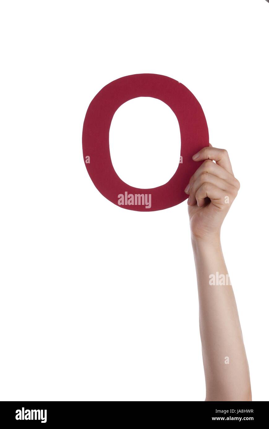 A Hand Holding the Red Letter O, Isolated Stock Photo - Alamy