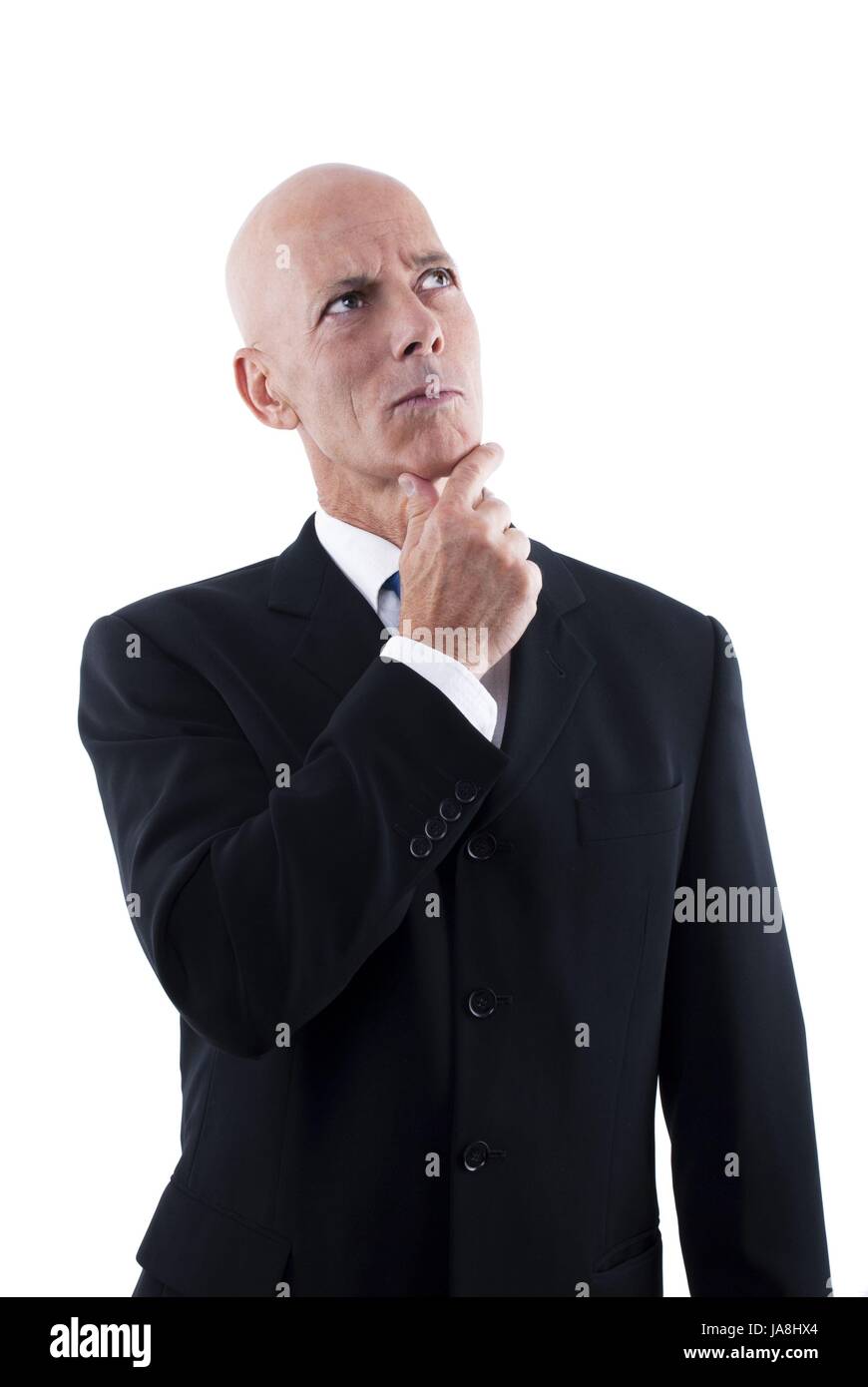 A Business Man in Suit, Thinking, Isolated Stock Photo - Alamy