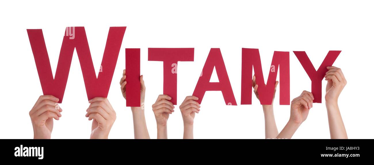 Many Hands Holding the Red Polish Word Witamy Which Means Welcome Stock ...