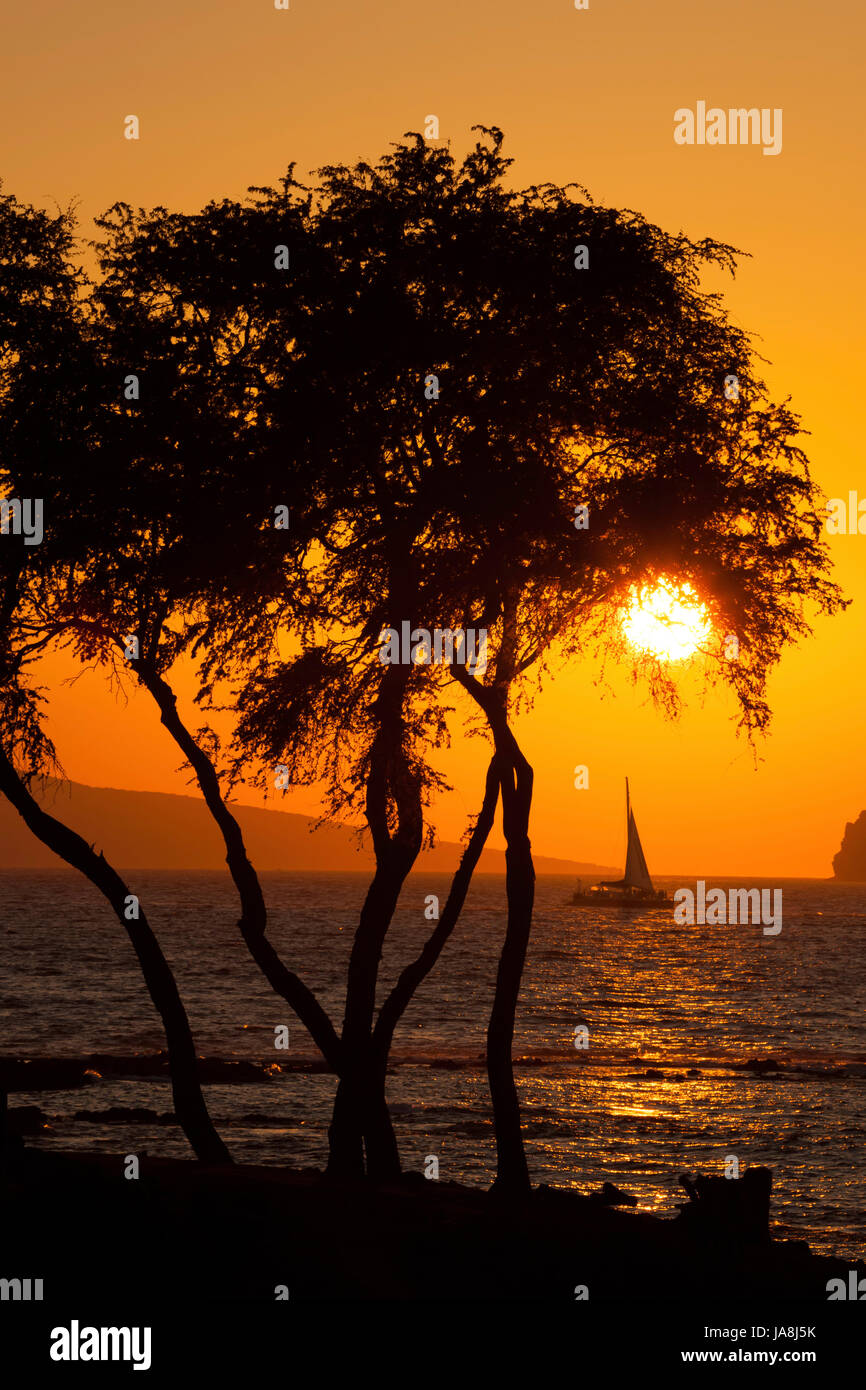 Maui Golden Sunset, Hawaii Stock Photo - Alamy