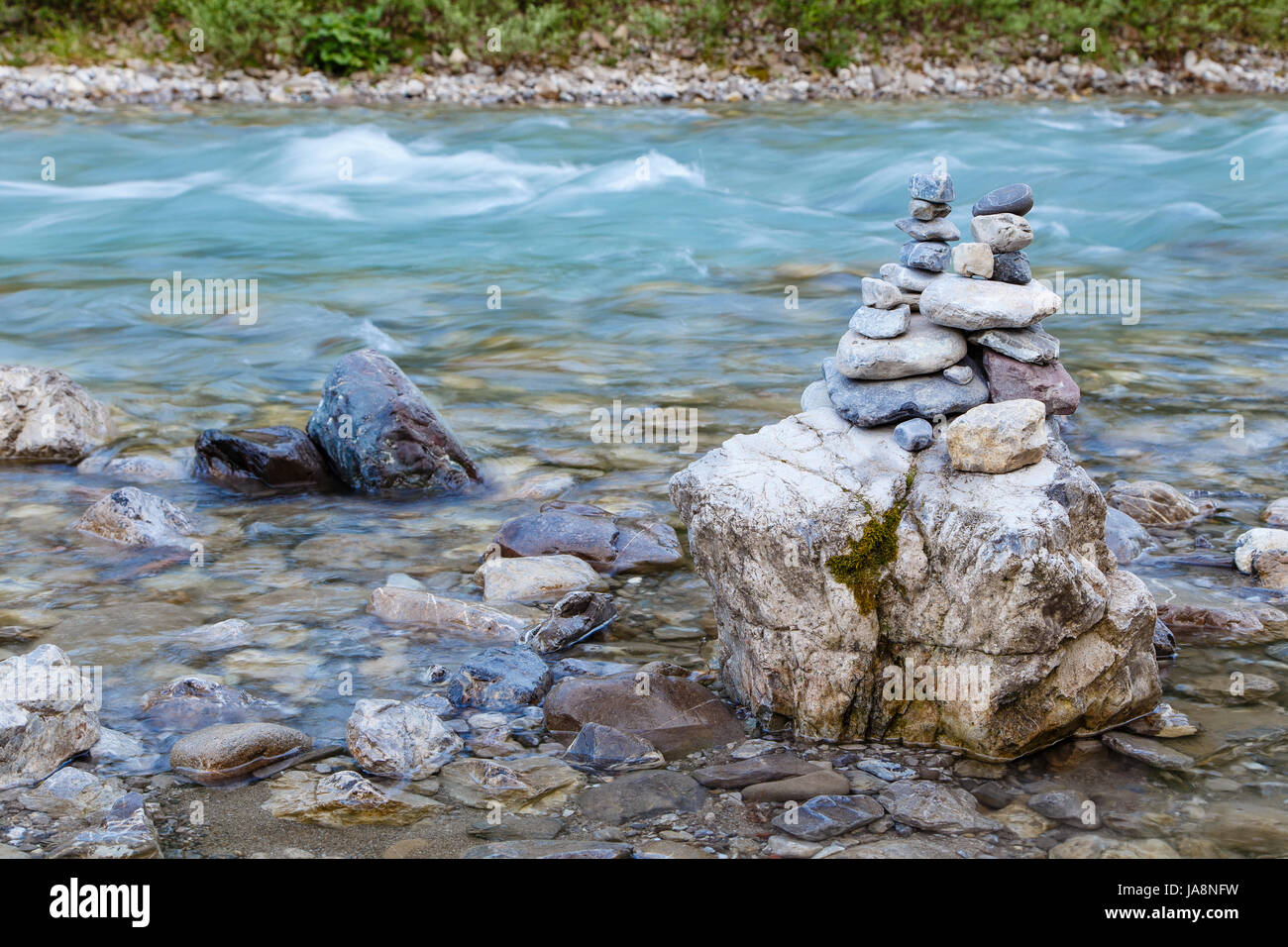 art, stone, stream, nature, stones, motion, postponement, moving ...