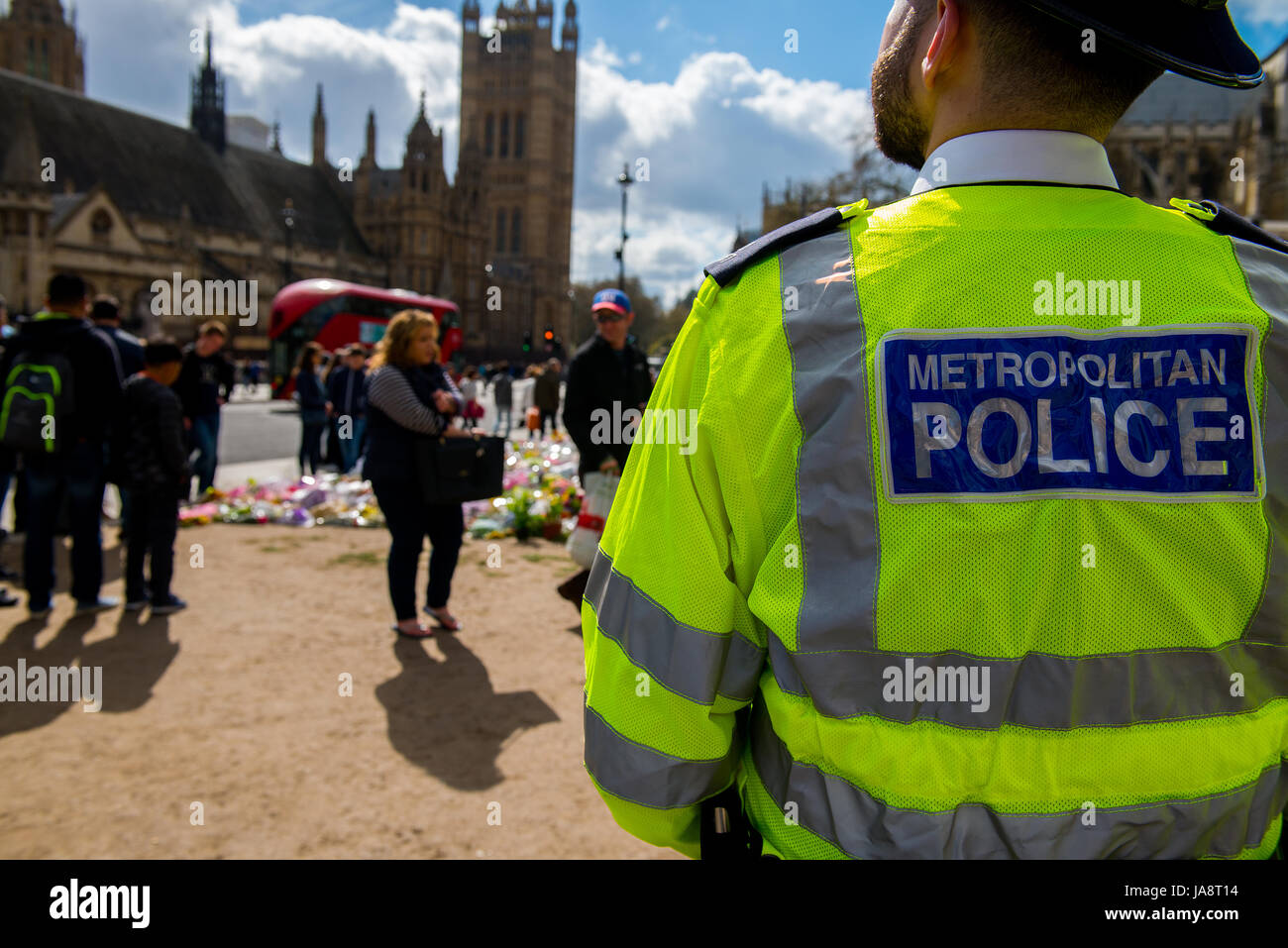 Floral tributes outside Parliament Square, to the victims of the ...
