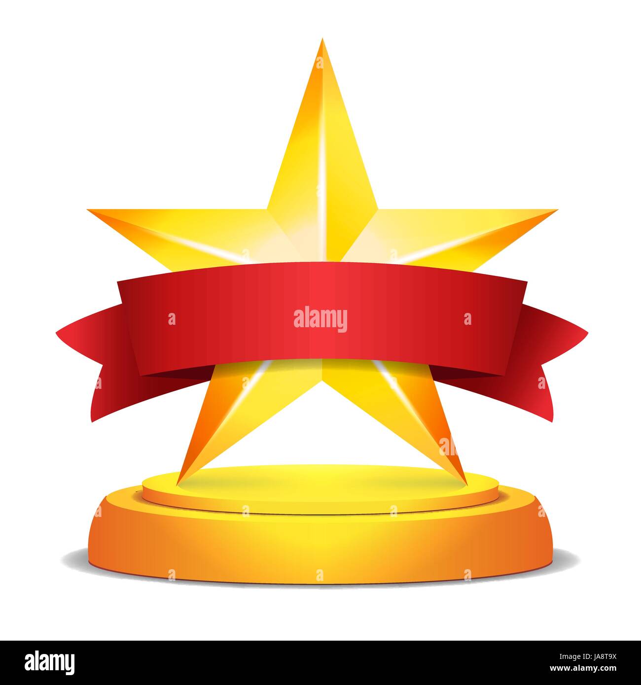 Gold Star Award. Red Ribbon With Place For Text. Vector Illustration ...