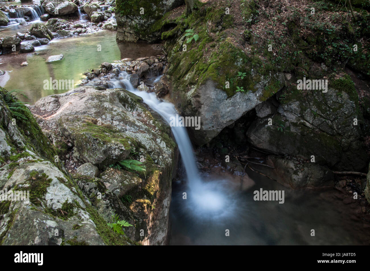 blue, rock, waterfall, wet, clammy, water, stones, blue, rock ...