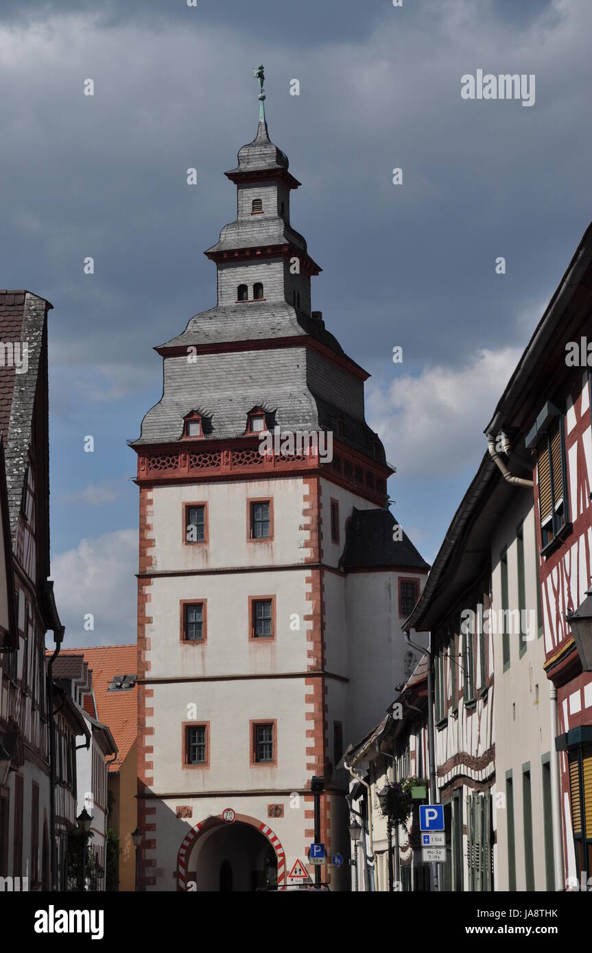 tower, germany, german federal republic, hesse, city wall, watchtower ...