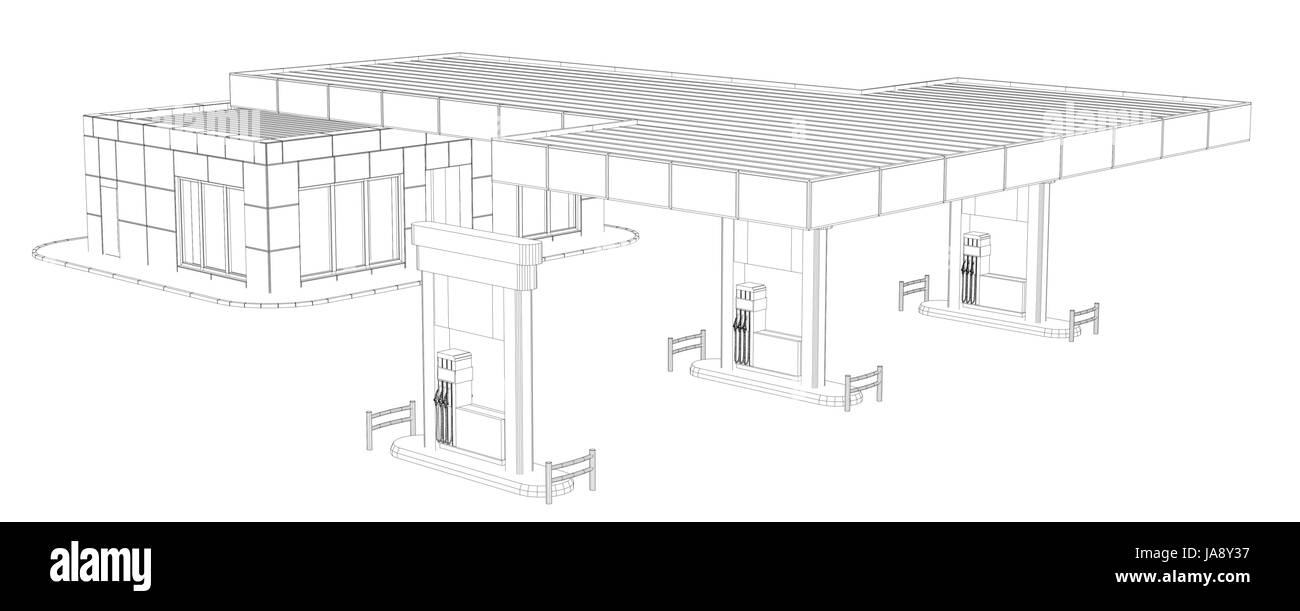 Gas Station. Wire frame vector illustration Stock Vector Image & Art ...
