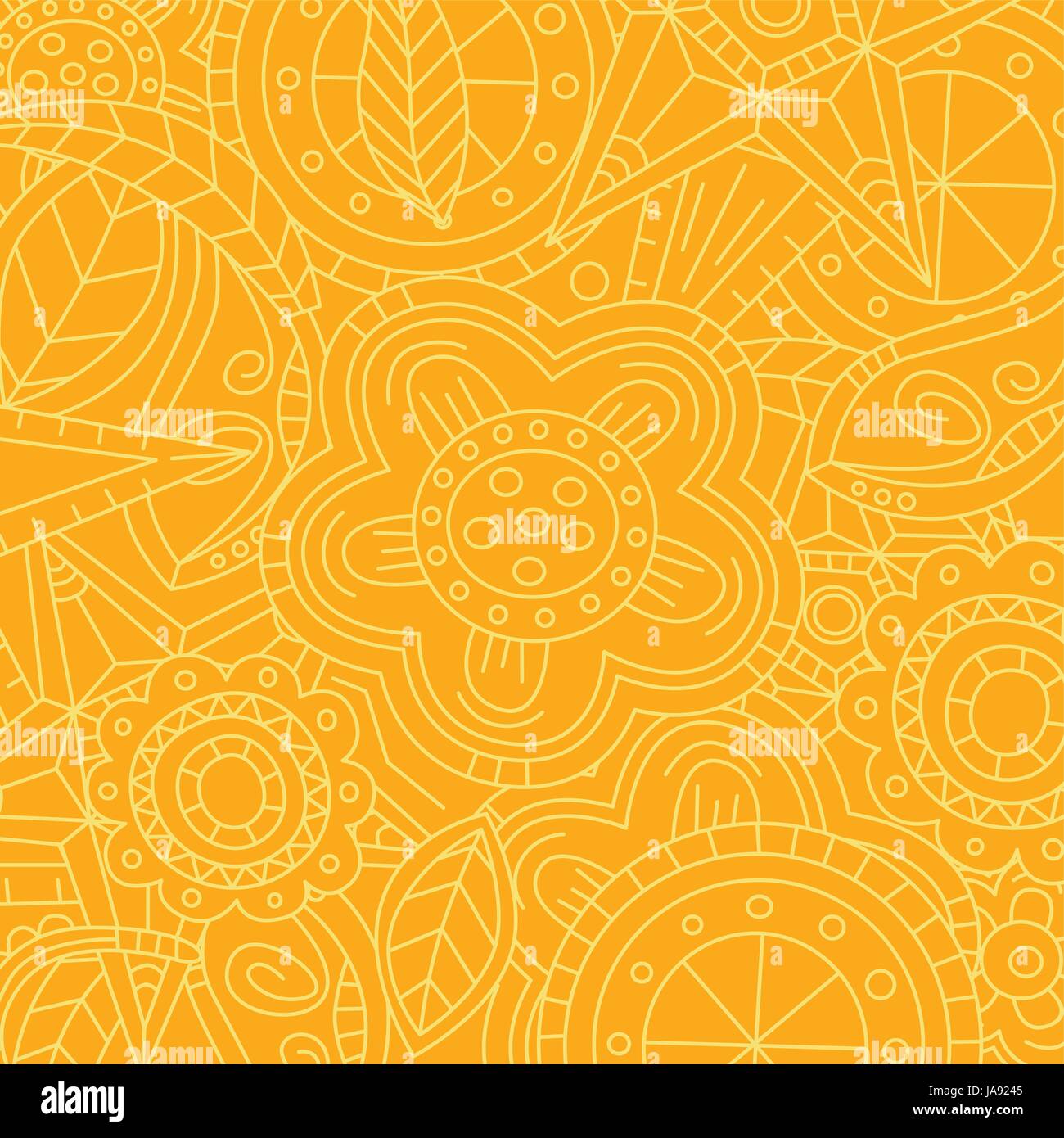 orange floral flower pattern doodle theme vector art illustration Stock ...