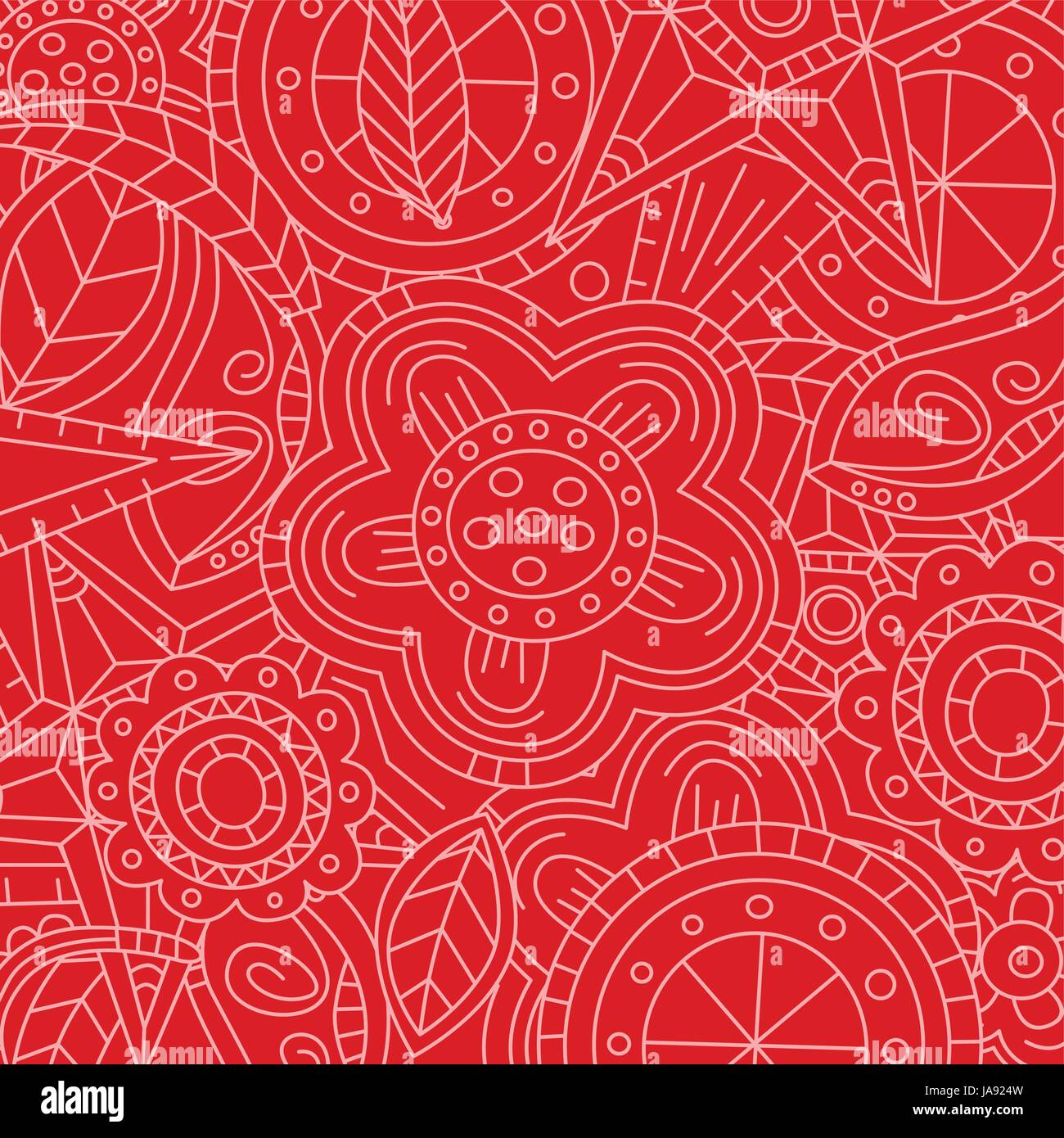 red floral flower pattern doodle theme vector art illustration Stock ...