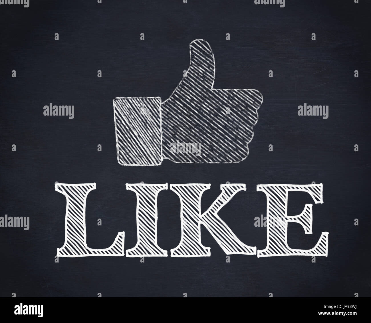 Thumb up above the word like written on black background Stock Photo ...